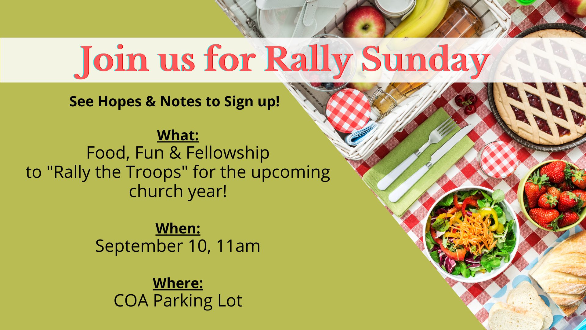 Rally Sunday Sept 10!